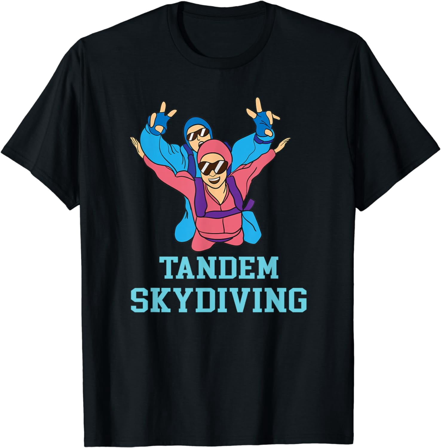 Tandem Skydiving Duo Parachuting Formation Design Idea T-Shirt ...
