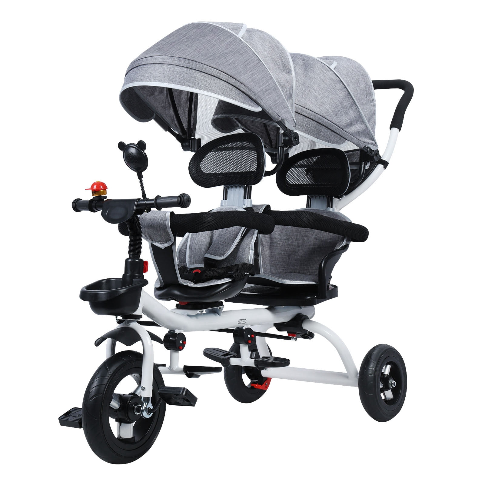 Tandem Tricycle with Double Seat And Canopy, Anti-rollover Shockproof ...