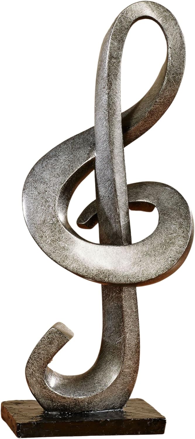 Tandie Treble Clef Music Table Sculpture - Silver/Black Finish ...