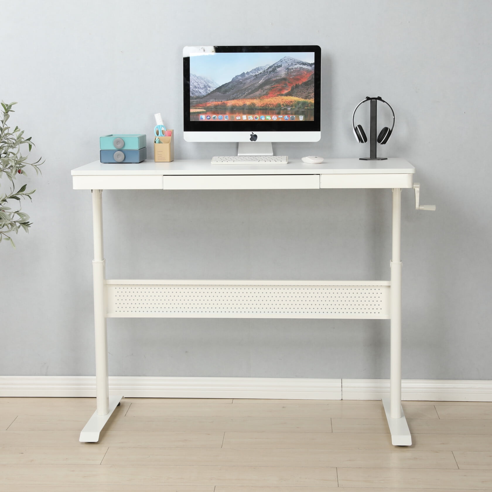 Tanding Desk with Metal Drawer, Adjustable Height Stand Up Desk, 48 x ...