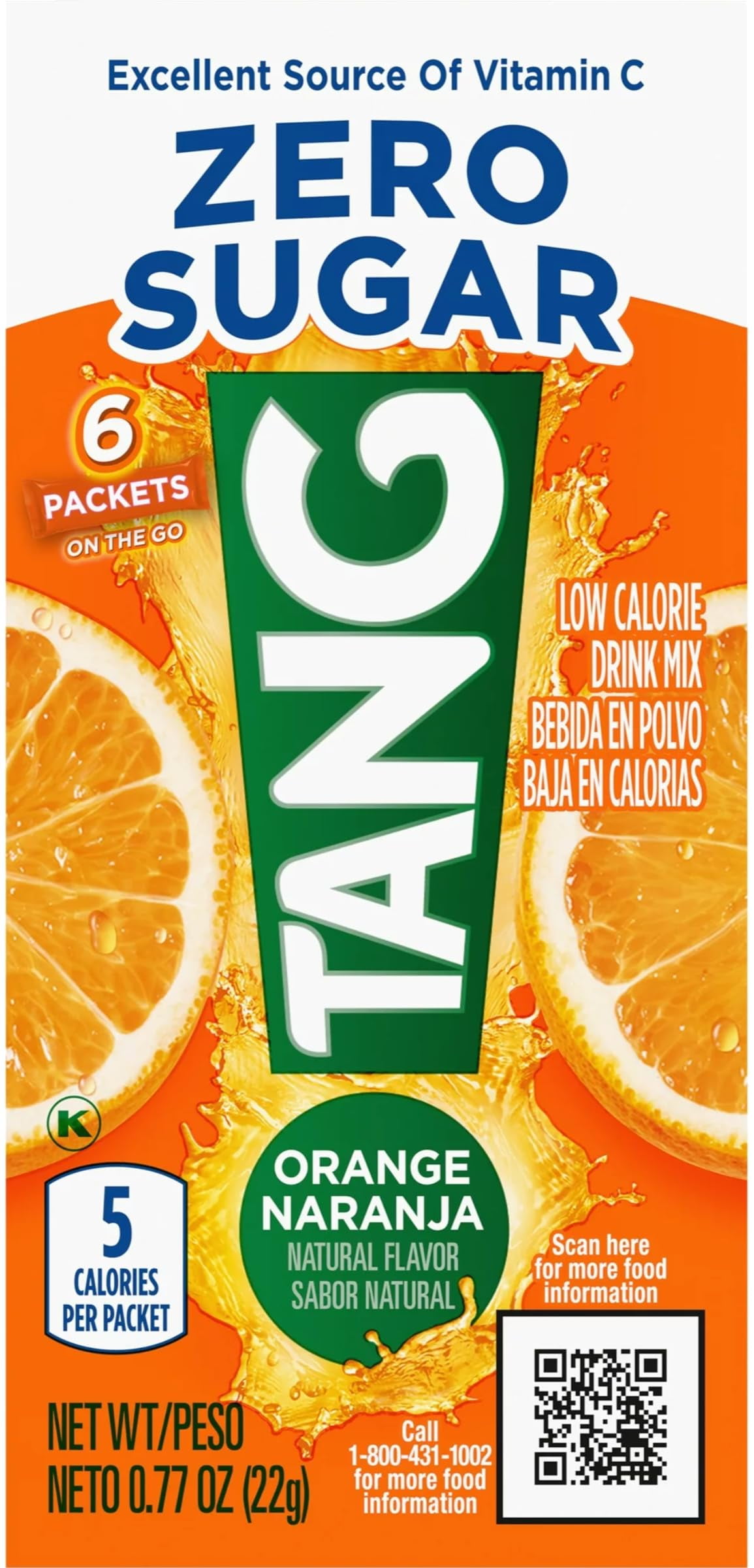 Tang On The Go Singles Drink Powder Mix Orange 6 Ct Packaing may vary ...