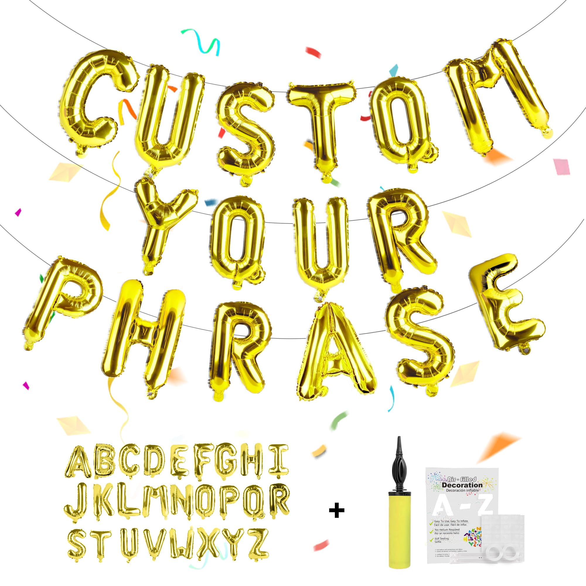 TangTuan 53pcs Gold AJH3 Letter Balloons, Custom A-Z Set for ...