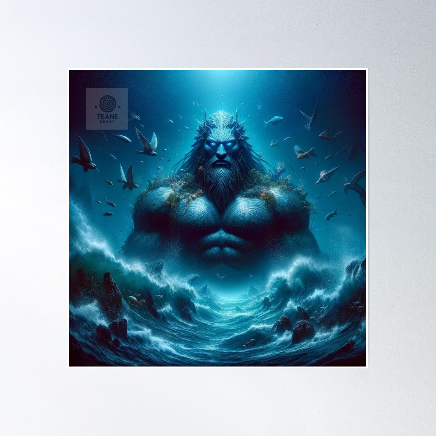 Tangaroa God Of The Oceans Poster Wall Art, Modern Wall Decor, 24x24 ...