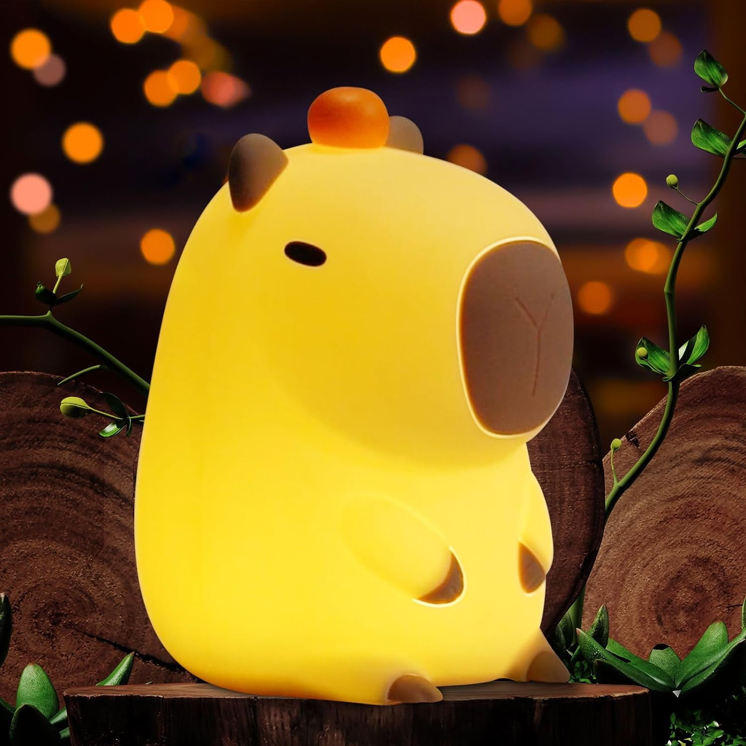 Tangerine Capybara Night Light, LED Squishy Novelty Animal Night Lamp ...
