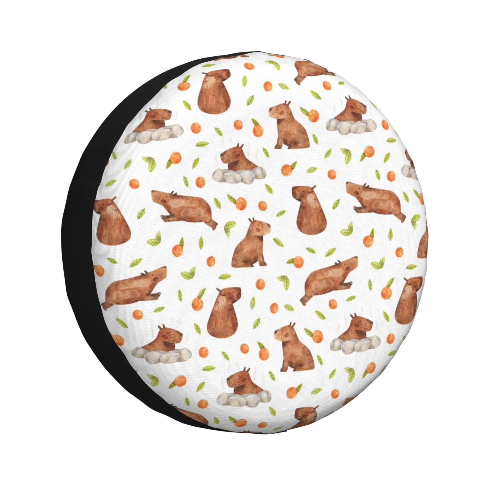Tangerine Capybara Print Spare Tire Cover for Trailer Camper RV Truck ...
