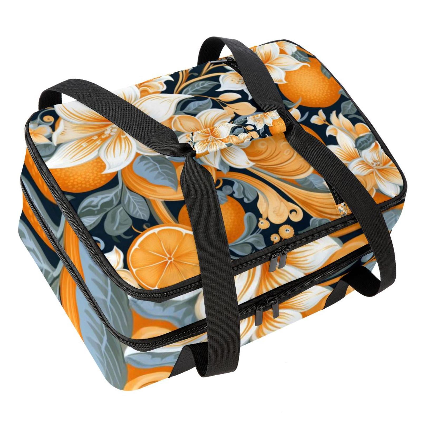 Tangerine Double Layered Insulated Refrigerated Lunch Bag with Two ...