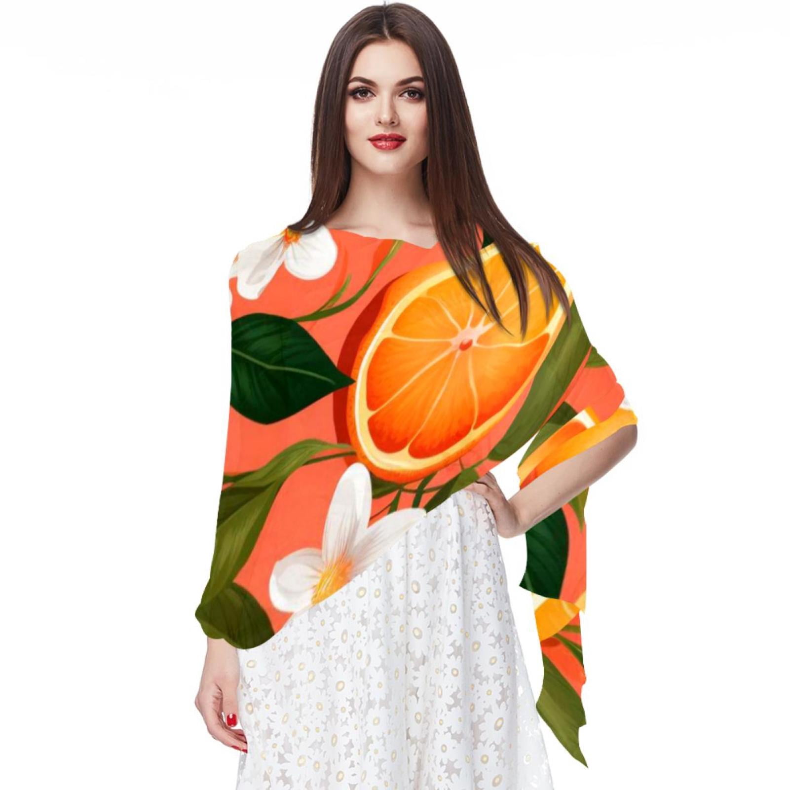 Tangerine Elegant Chiffon Yarn Silk Scarf for Women - Translucent and ...