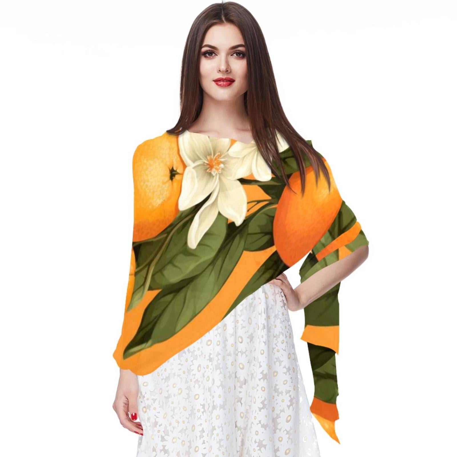 Tangerine Elegant Chiffon Yarn Silk Scarf for Women - Translucent and ...