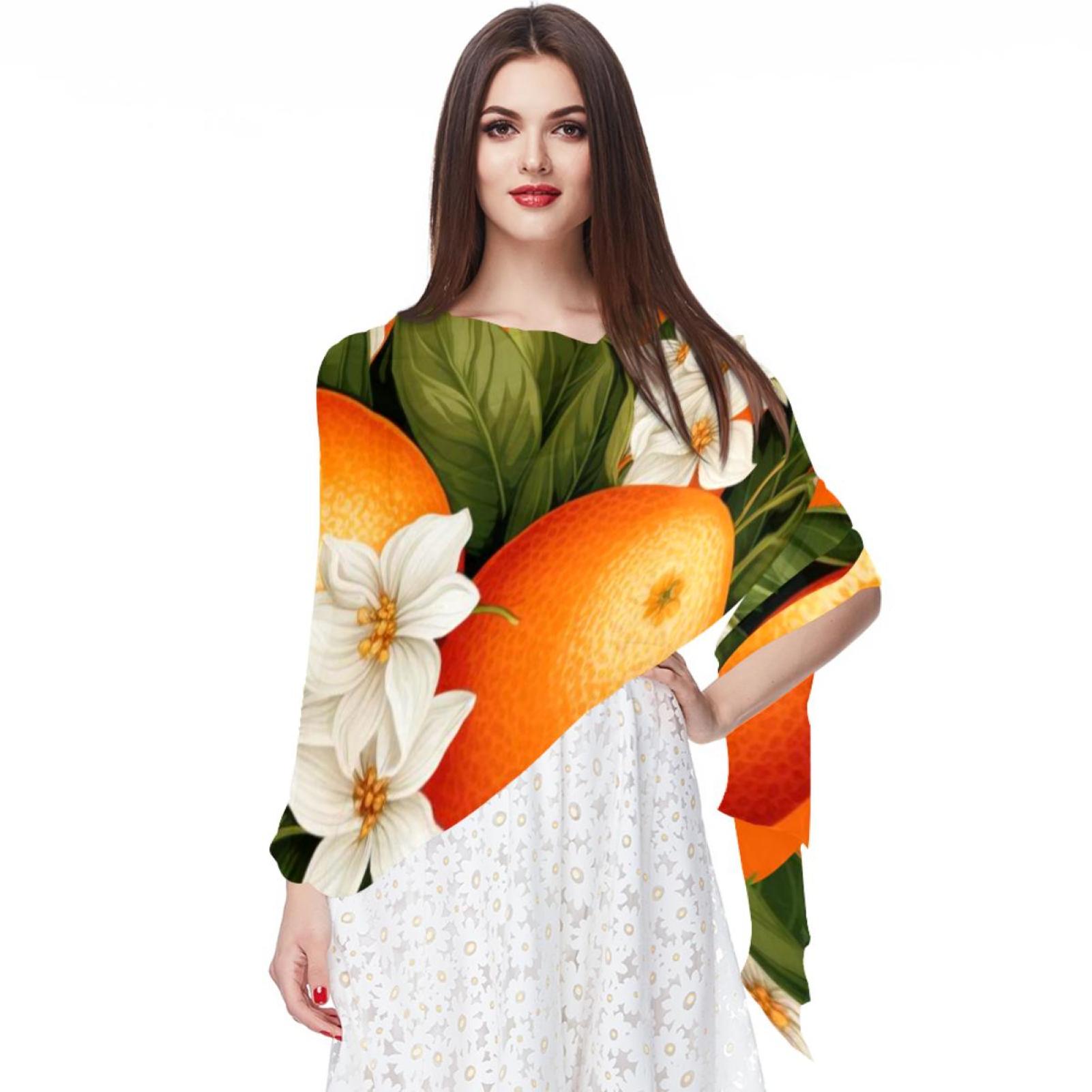 Tangerine Elegant Silk Scarf - Translucent Chiffon Yarn - Lightweight ...