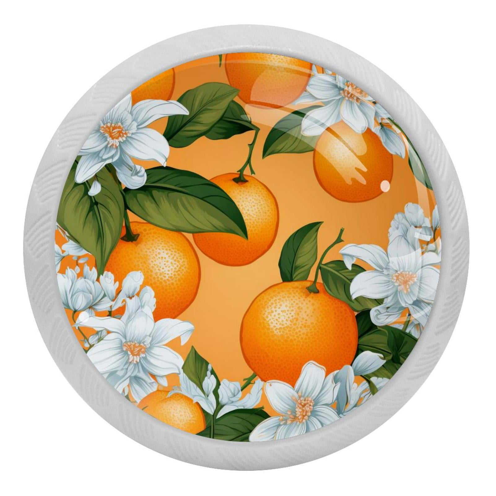 Tangerine Fluorescent Drawer Pulls with Screws - Round 4-Pack Glow-in ...