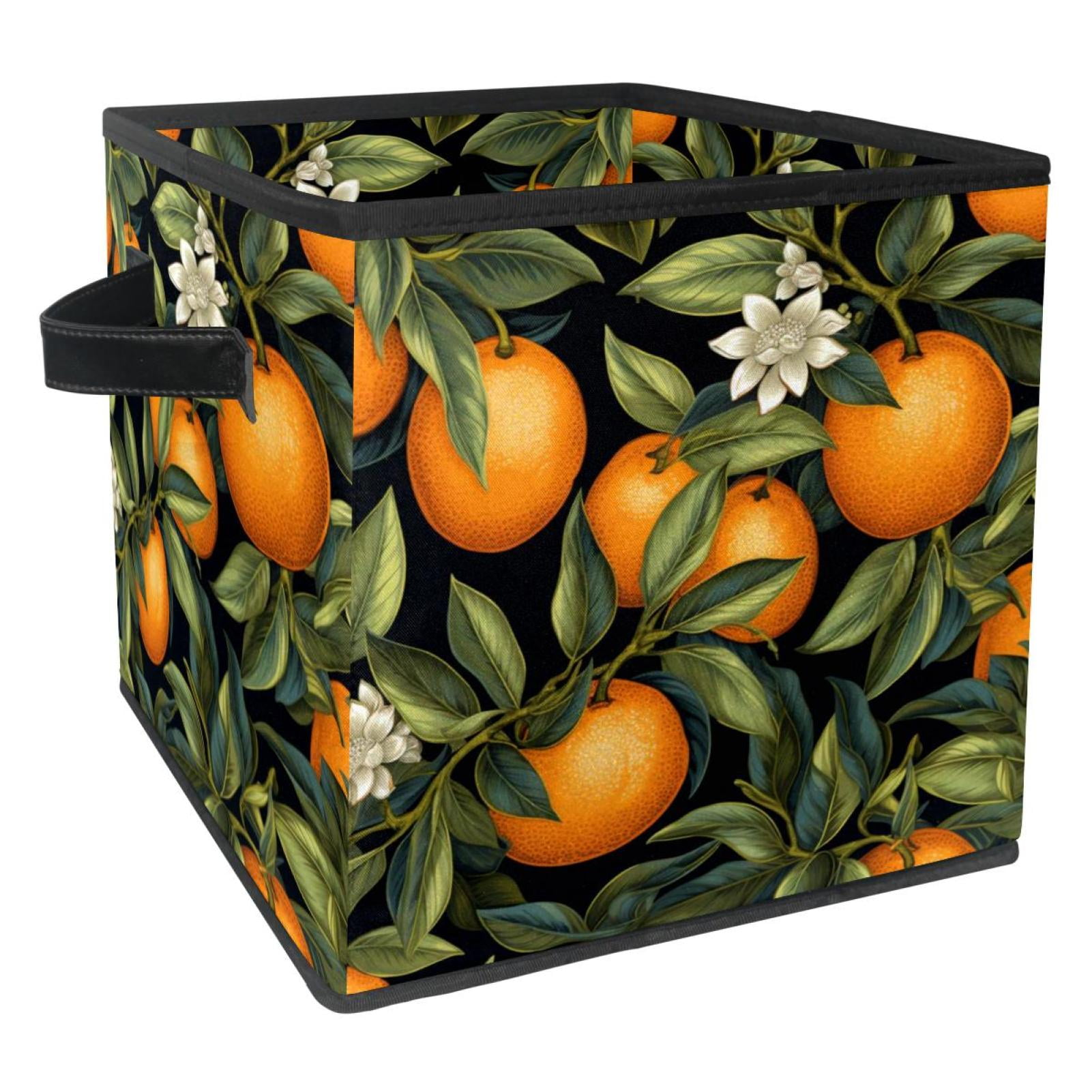 Tangerine Foldable Storage Basket with Handle, 10.8"x10.5"x10.6" Large ...