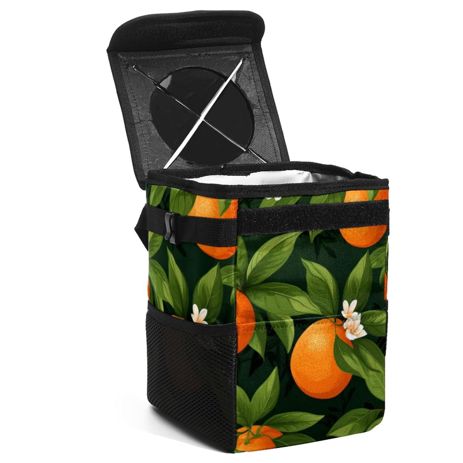 Tangerine Mini Trash Can Car Garbage Can Car Trash Can - Foldable with ...