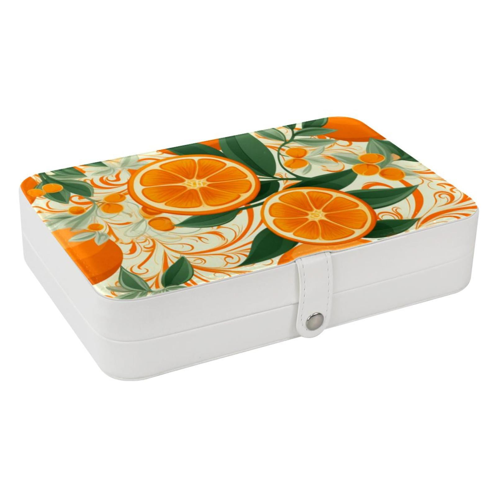 Tangerine PU Leather Jewelry Box Display Case with Removable ...