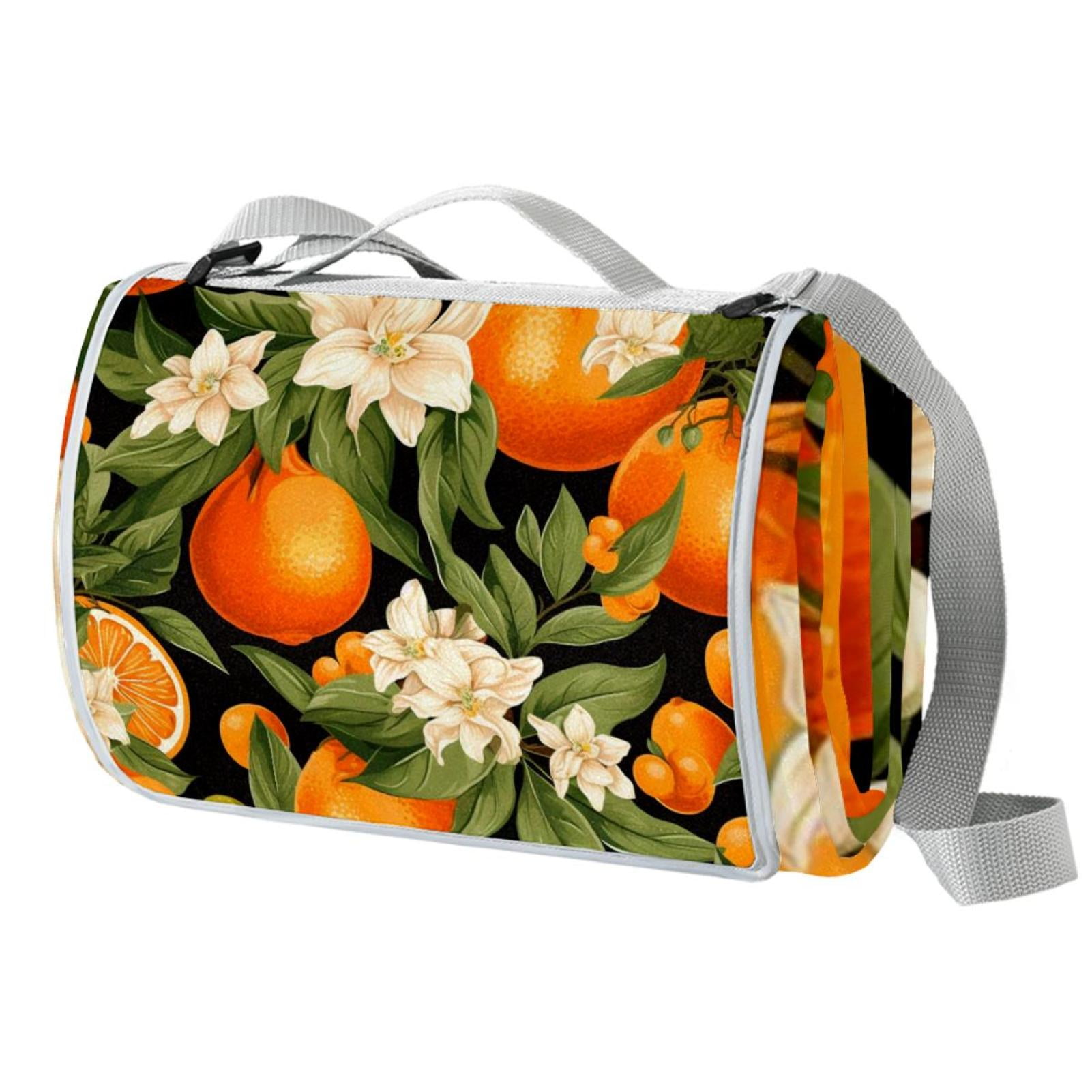 Tangerine Portable Canvas Picnic Blanket Waterproof Backing for Outdoor ...