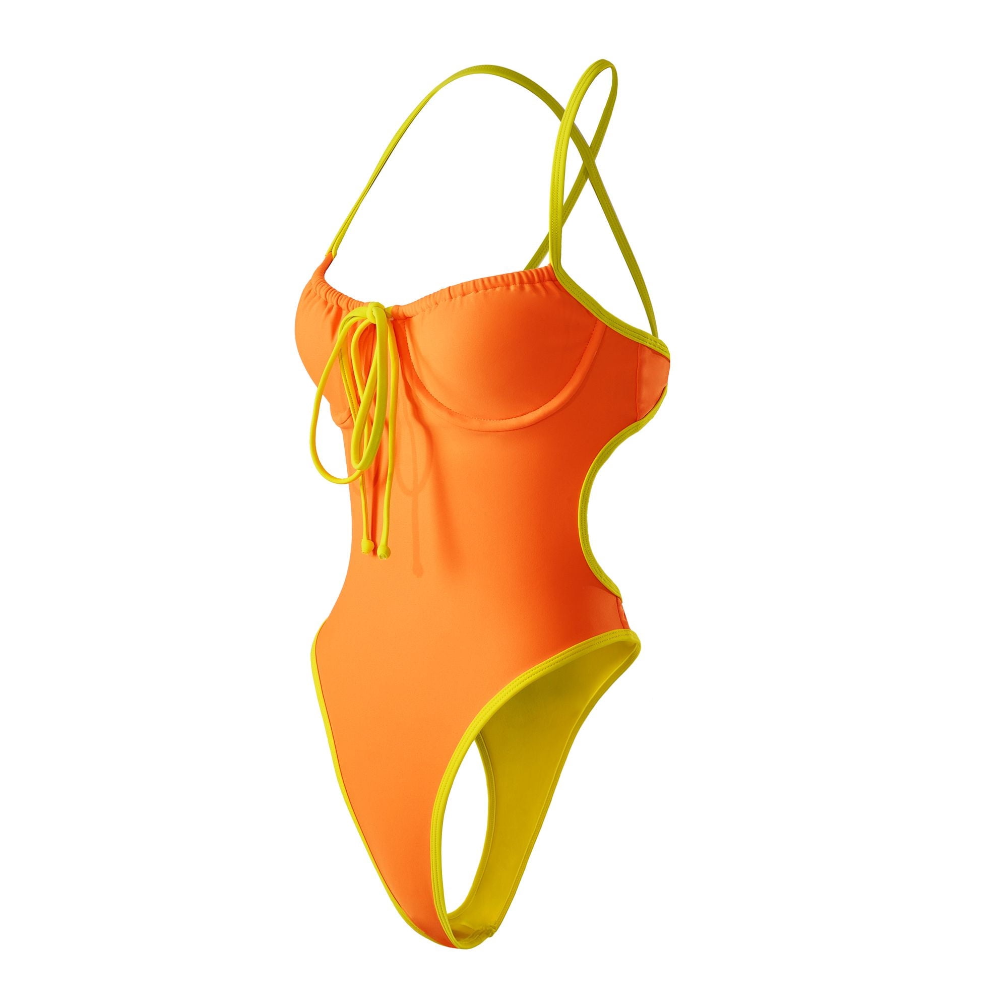 Tangerine Rush – High Cut One Piece Swimsuit for Women with Adjustable ...