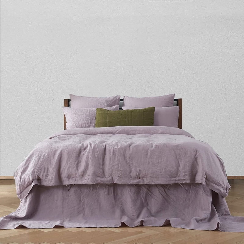The Tangerine Store 4-Piece Pure Linen Sheet Set (112x102 in) - Light ...