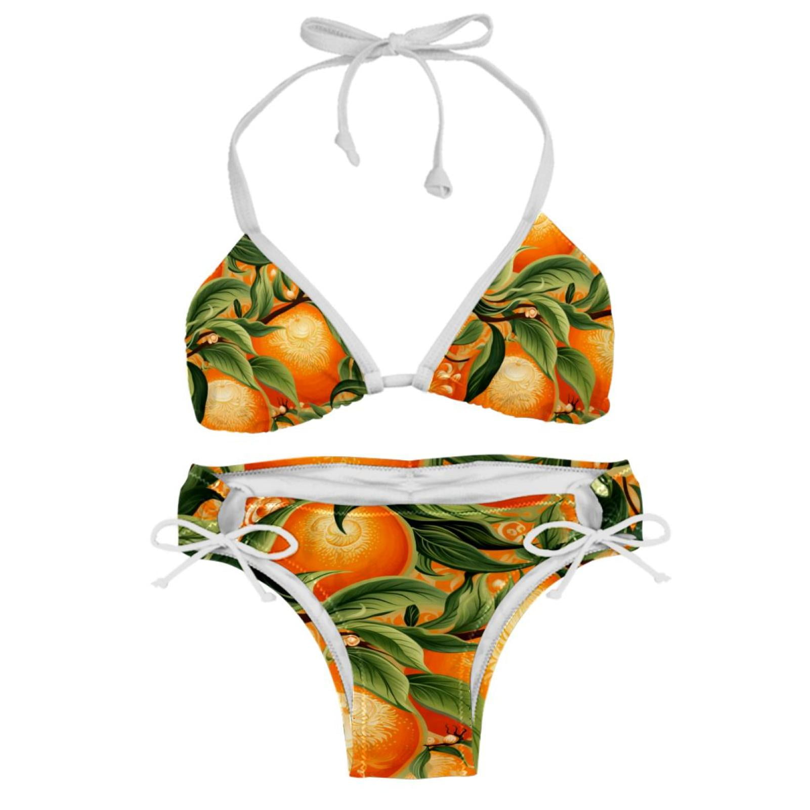 Tangerine Swimsuit Women Bikinis: Detachable Sponge Adjustable Strap ...