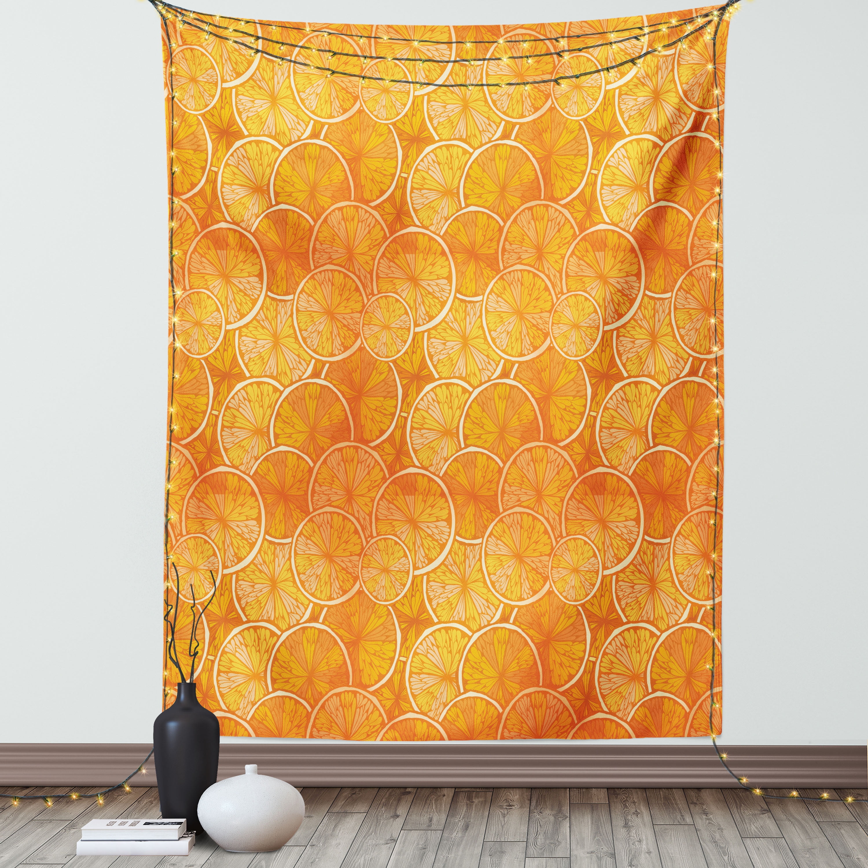 Tangerine Tapestry, Repeating Fruit Pattern with Round Slice of Oranges ...