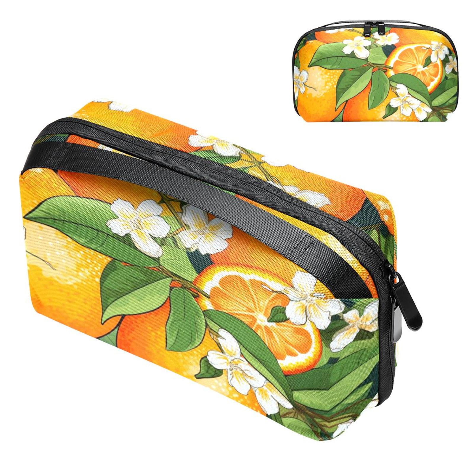 Tangerine Travel Case USB Organizer Leather Cord Organizer Cable Clips ...