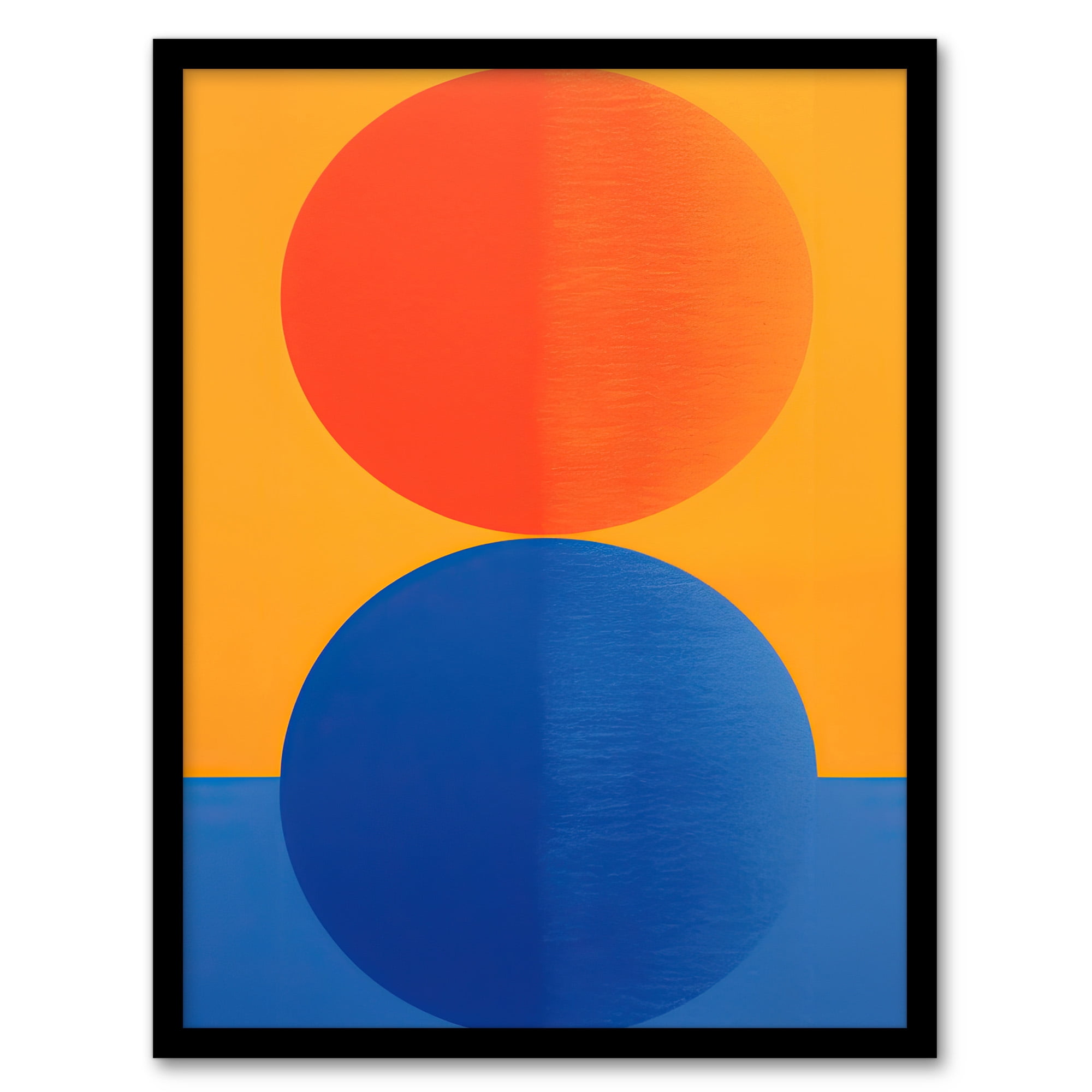 Tangerine and Cobalt Blue Orbs Abstract Art Print Framed Poster Wall ...