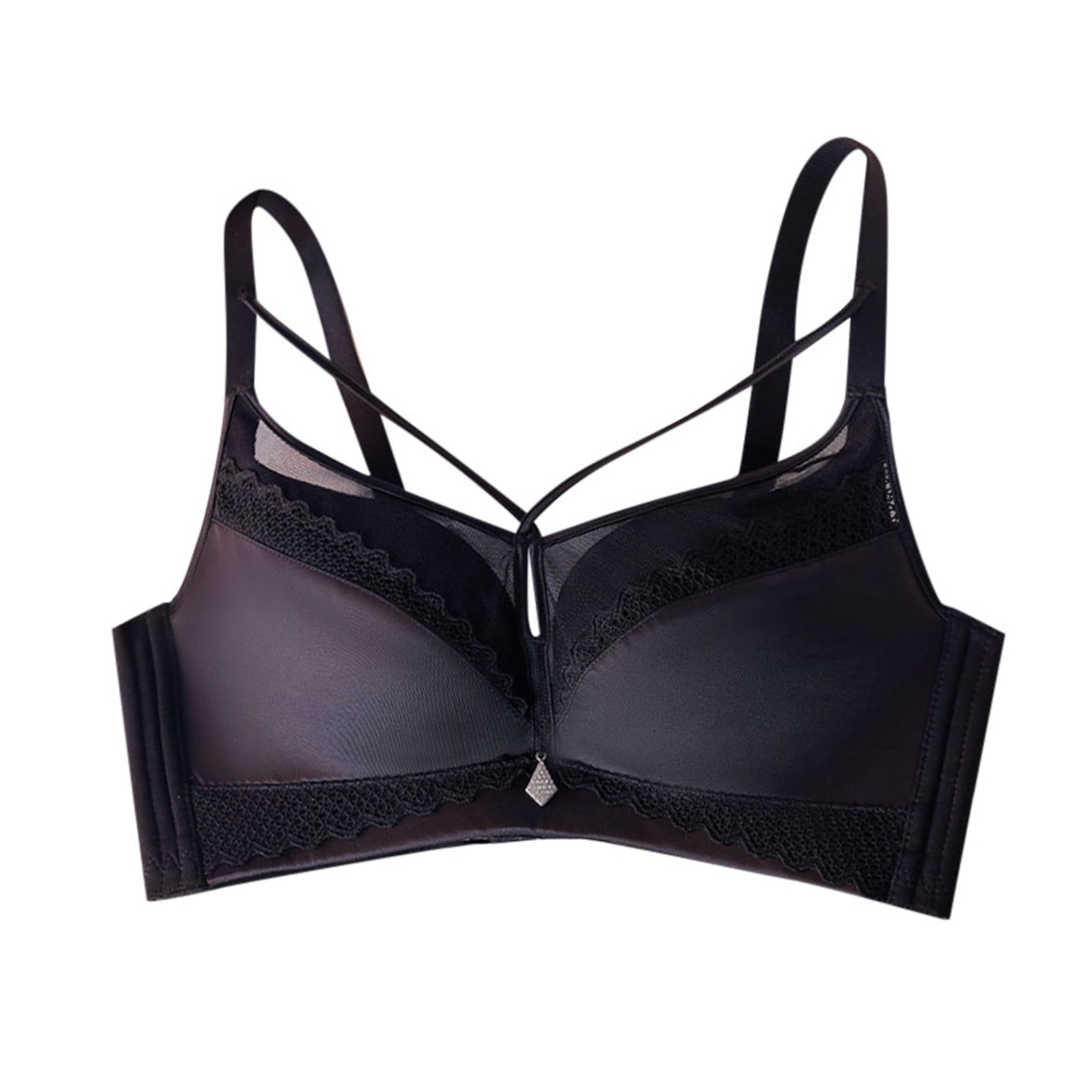 Tanghaowl Women’s Adjustable Satin Wireless Bra For Small Bust Gathered ...