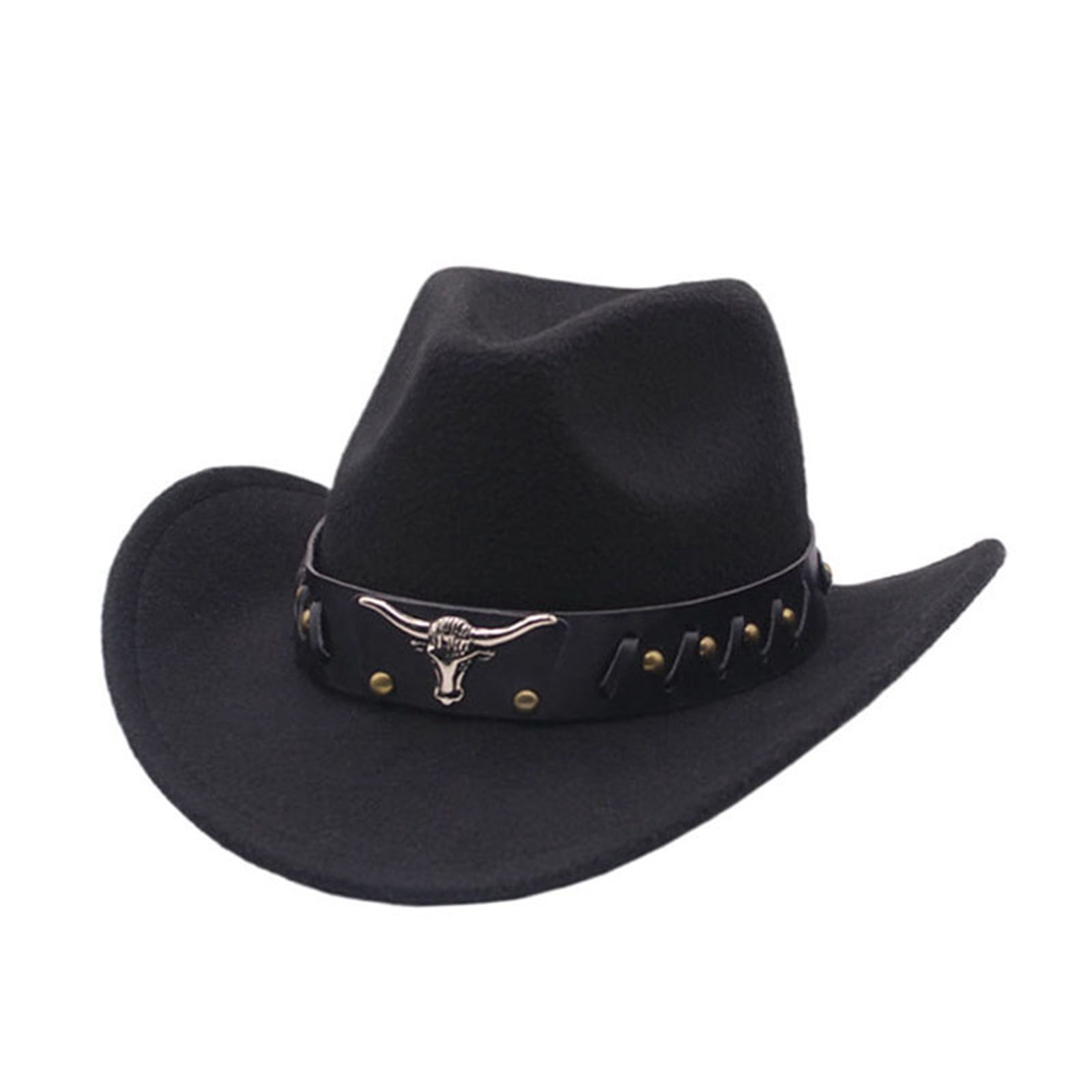 Tanghaowl Womens Hat Western Denim Curved Top Hat Woolen Big Brimmed ...