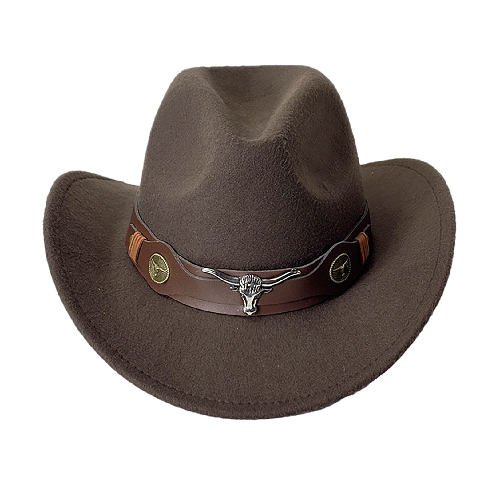 Tanghaowl Womens Hat Western Style Cowboy Hat With Cow Head Decoration ...