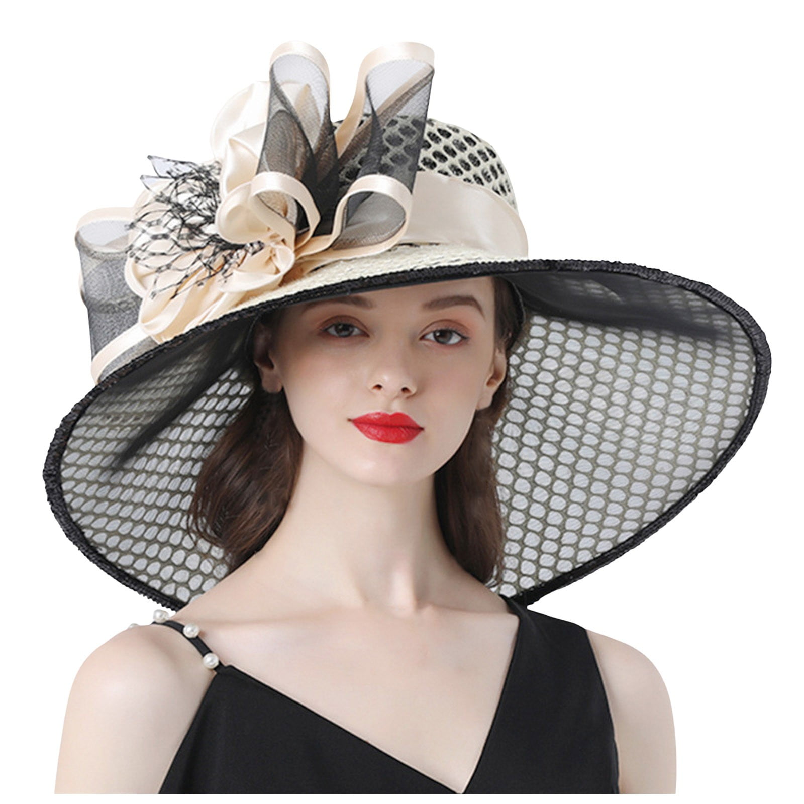 Tanghaowl Womens Hat Women Hat Wide Brim Sun Hats For Wedding Tea Party ...