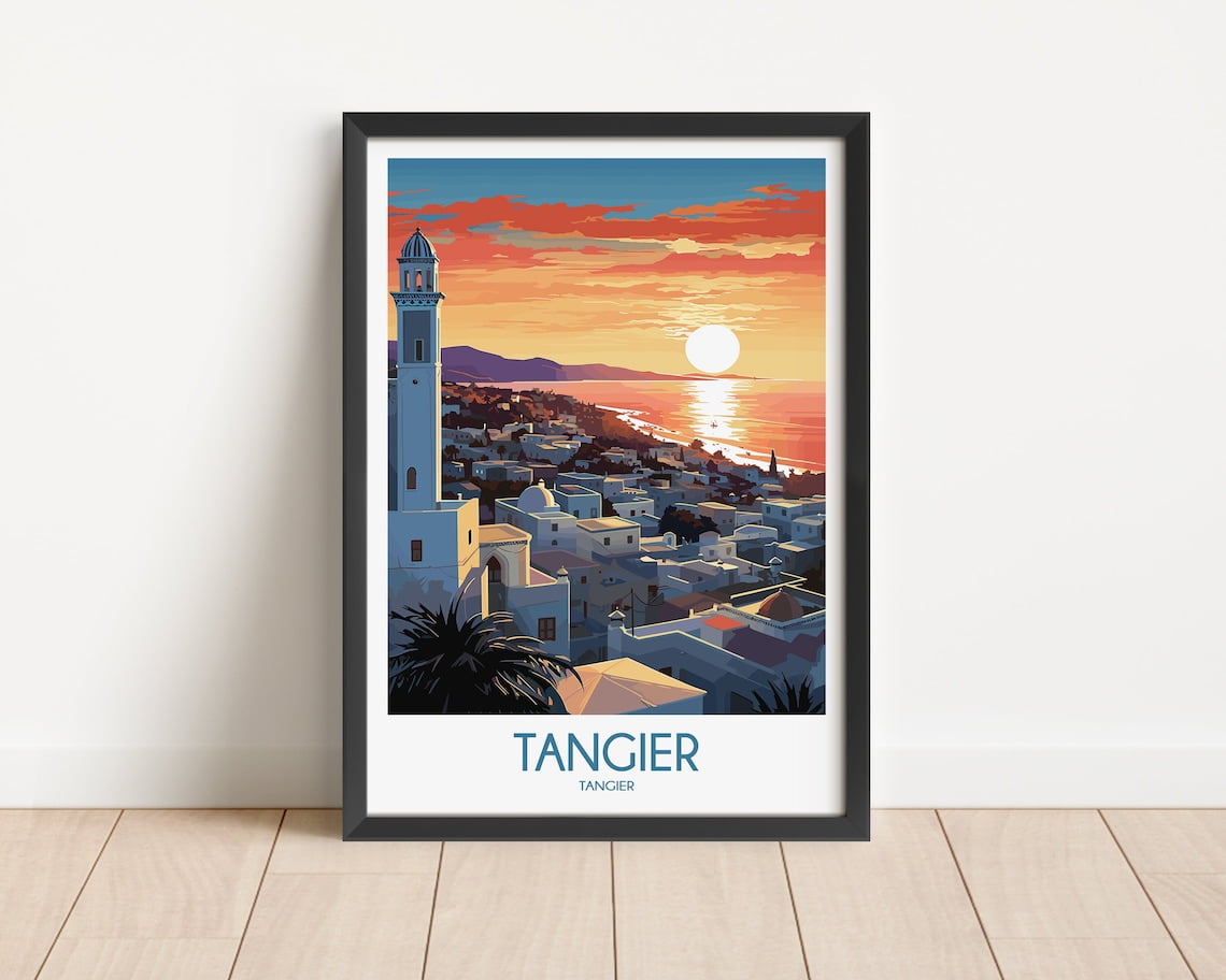 Tangier Poster Morocco Scenic Cityscape Wall Art Decor, Unframed Canvas ...
