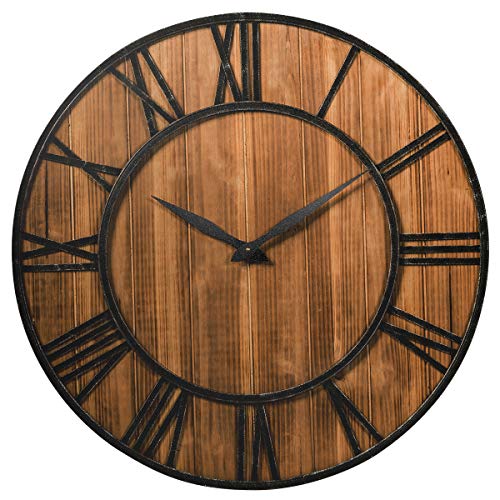 Tangkula 27.5 Inch Round Wall Clock, Farmhouse Large Wall Clock with ...