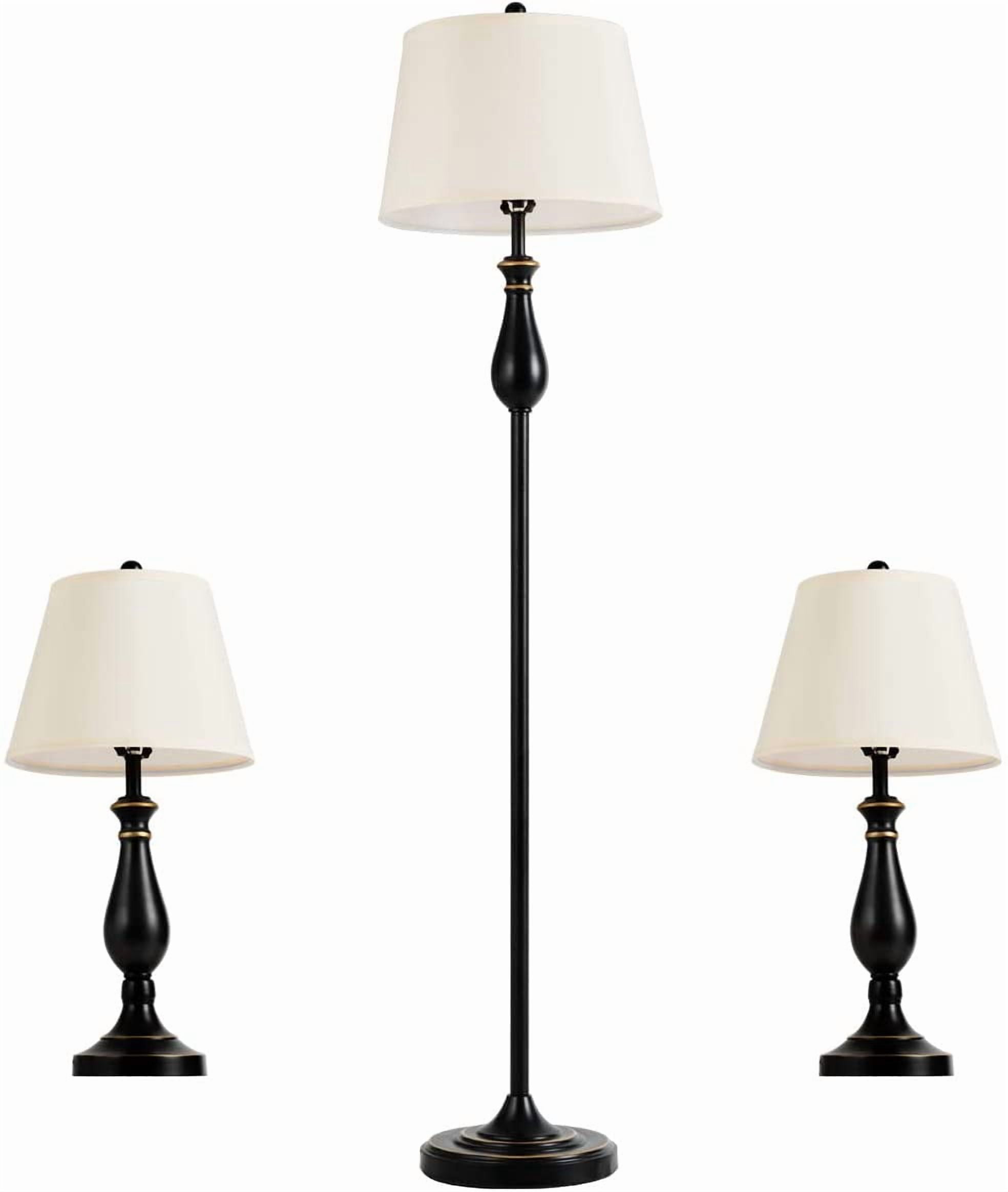 Tangkula 3-Piece Vintage Metal Base Table and Floor Lamp Set, Modern ...