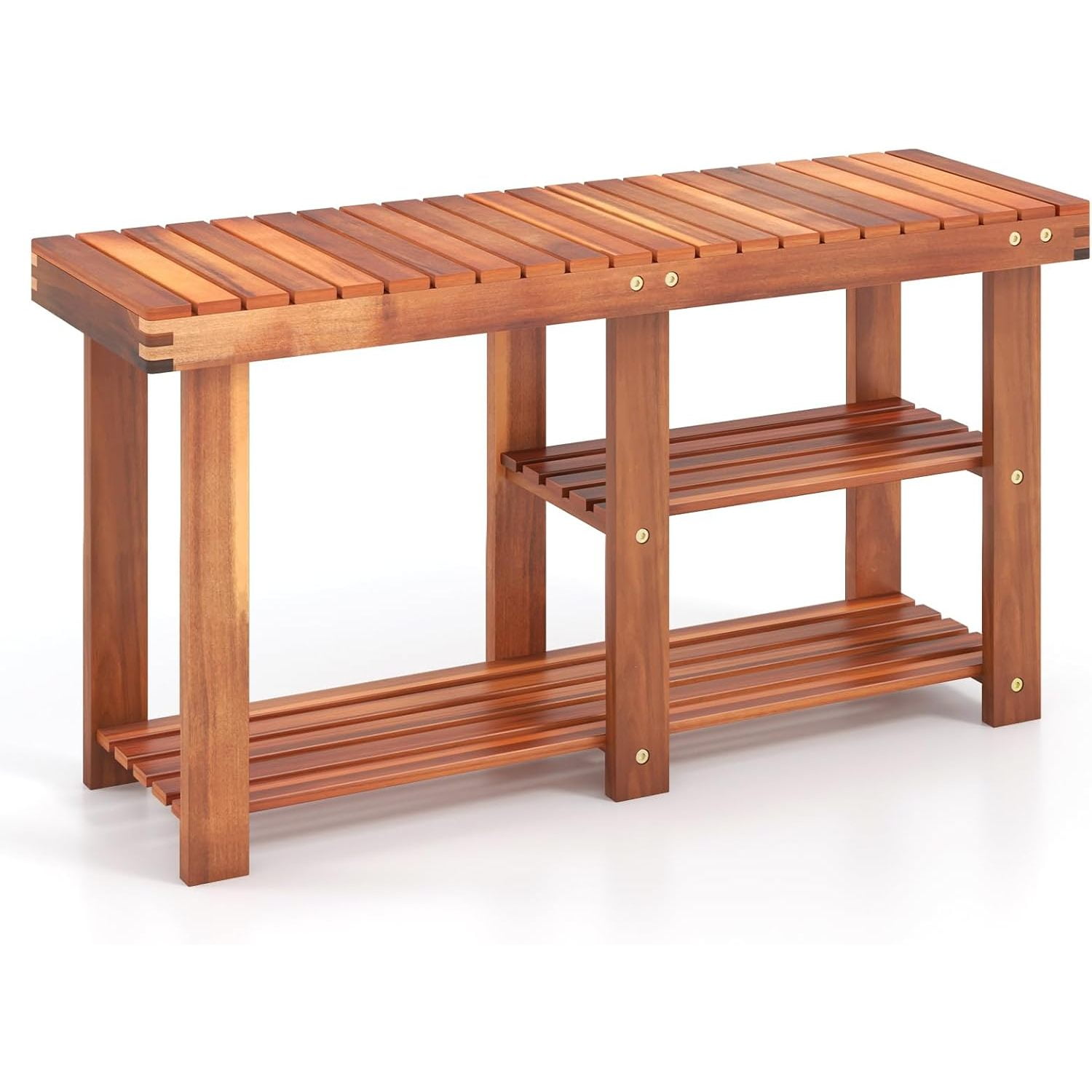 Tangkula 3-Tier Shoes Rack Bench, Entryway Storage Bench Shoes ...