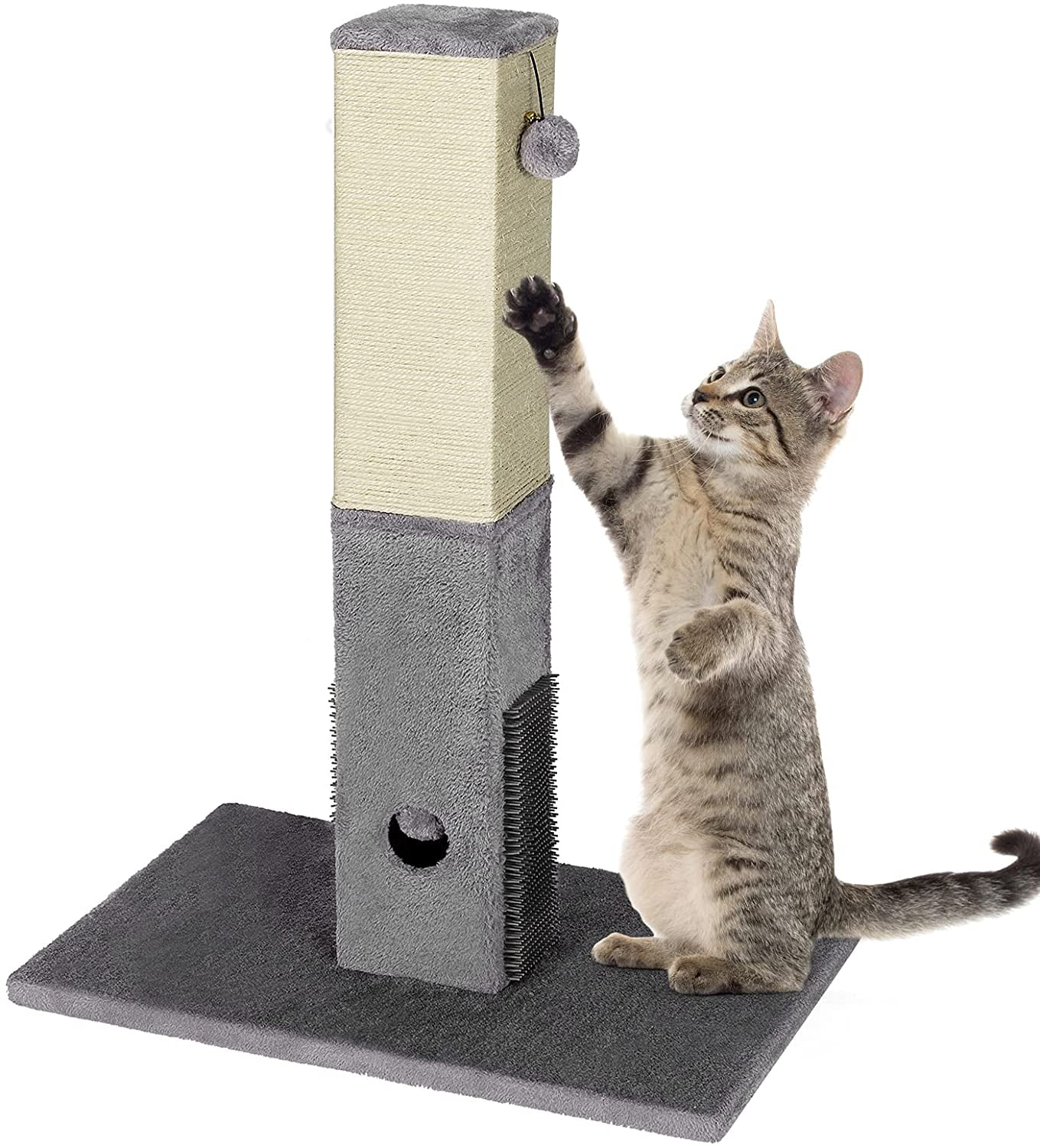 Tangkula 31 Inches Tall Cat Scratching Post, Claw Scratcher w/Hanging ...