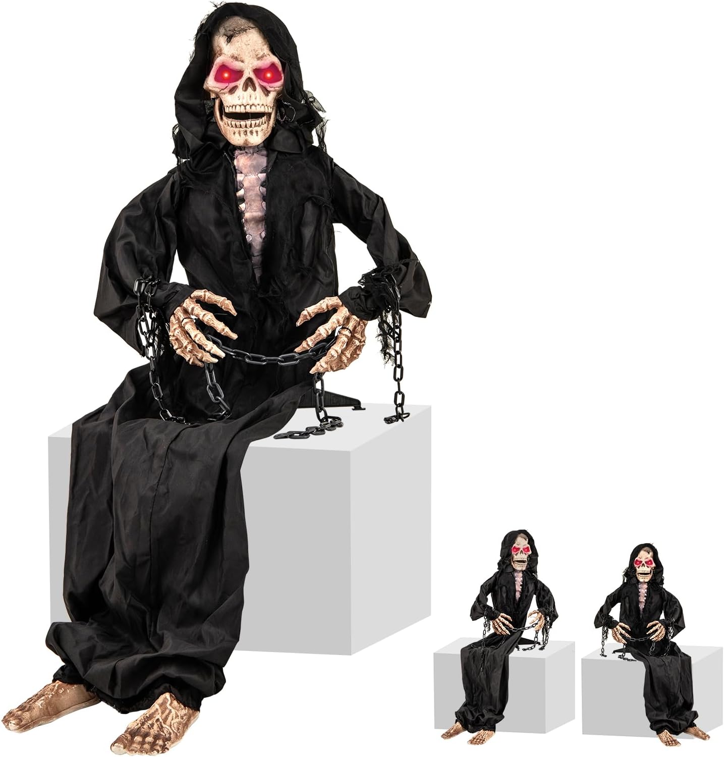 Tangkula 5 FT Halloween Animated Sitting Reaper with Moving Upper Body ...