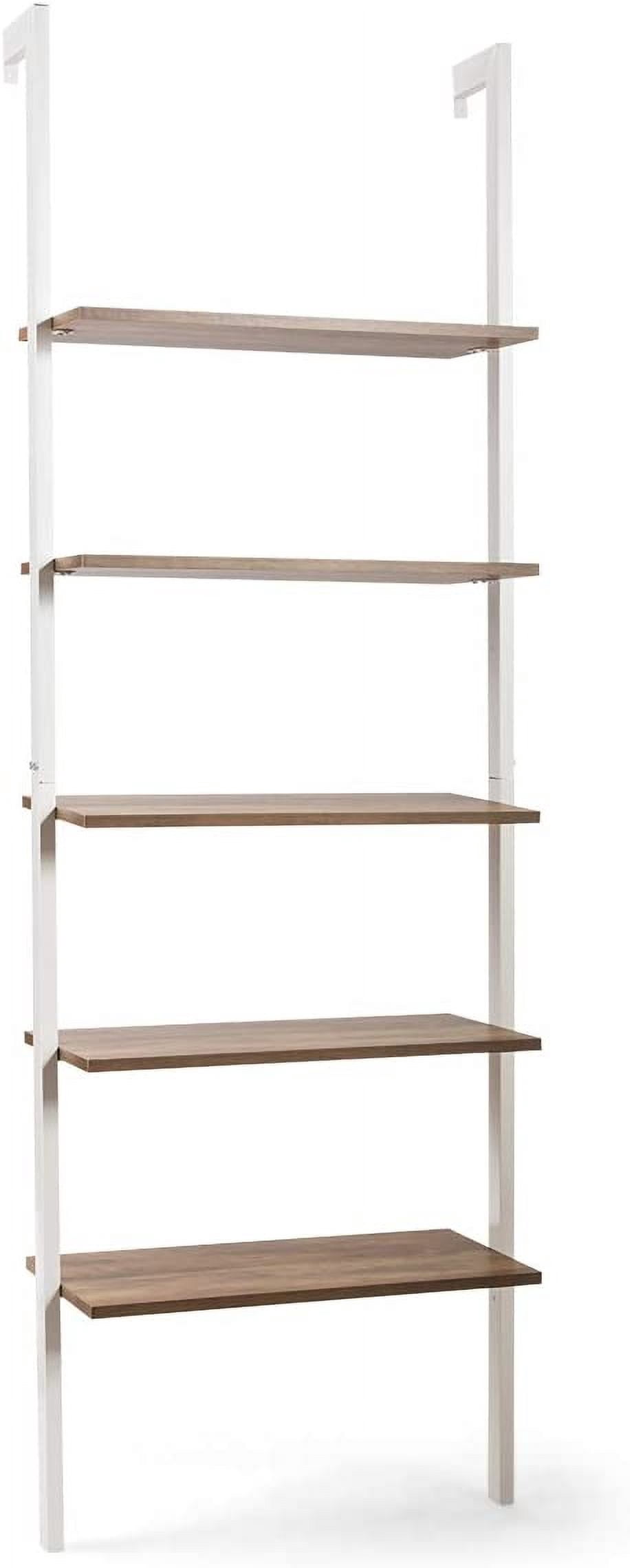 Tangkula 5-Shelf Bookcase, Modern 5-Tier Wood Wall Mounted Ladder ...