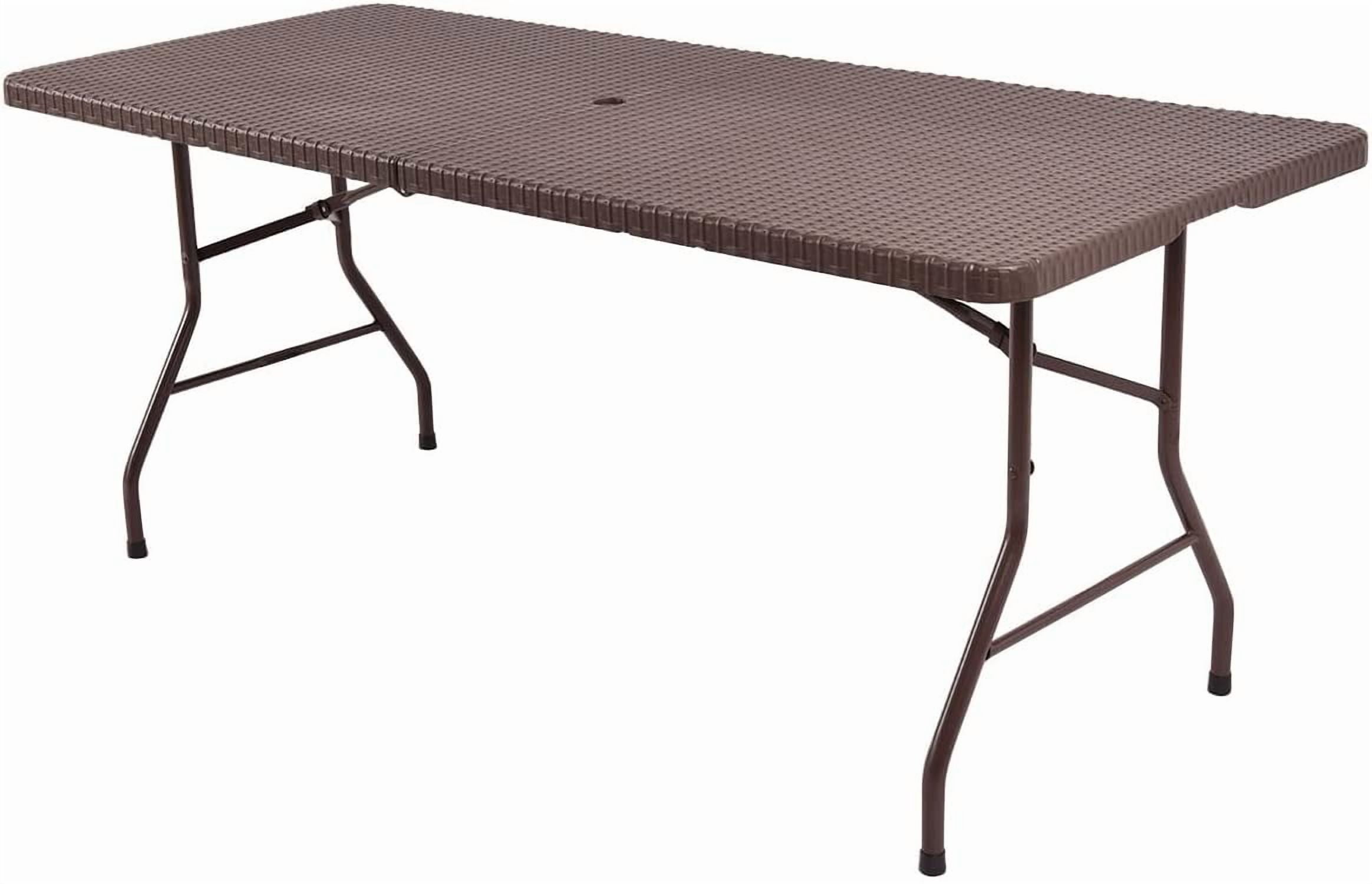 Tangkula 6' Center Folding Table Portable Rattan Design Indoor Outdoor ...