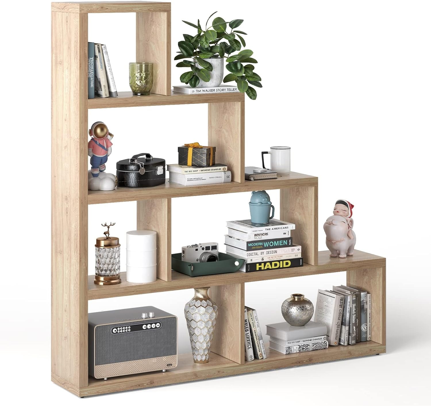 Tangkula 6 Cubes Bookshelf, Freestanding 6-Cube Stepped Etagere ...