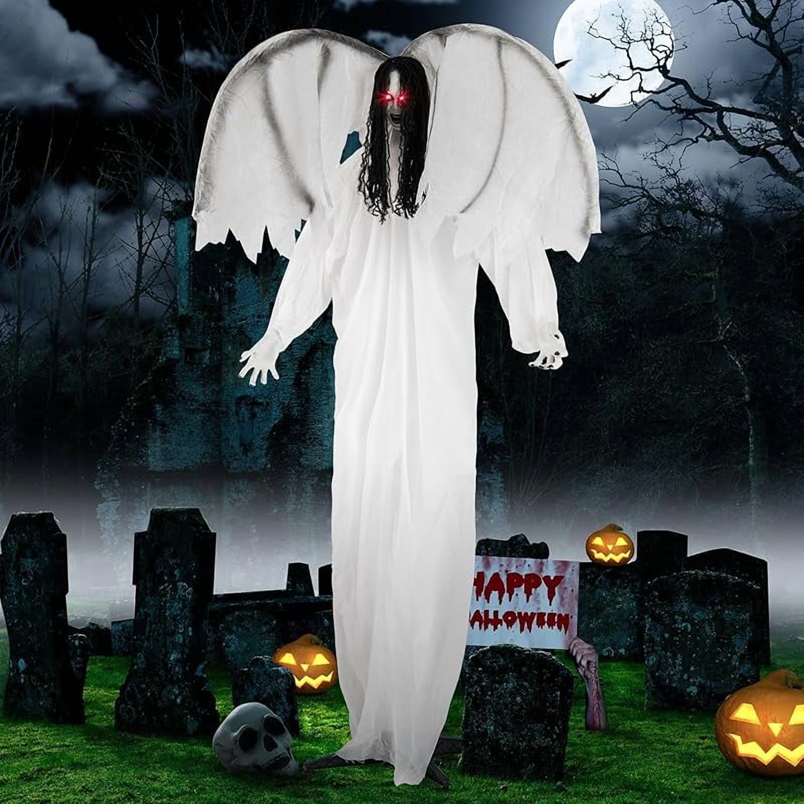 Tangkula 6Ft Halloween Animatronics Decoration with Glowing Red Eyes ...