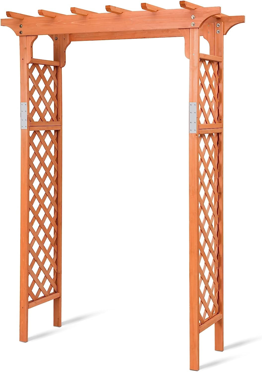 Tangkula 88-Inch Wooden Garden Arbor with Trellis, Decoration Outdoor ...