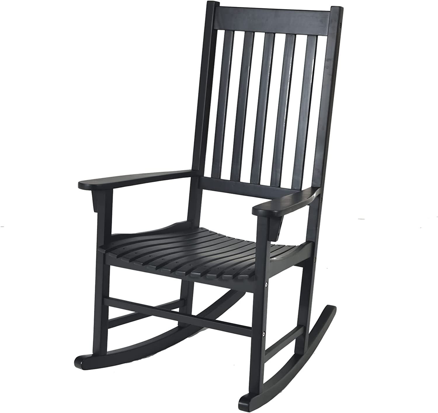 Tangkula Acacia Wood Porch Rocking Chair, Wooden Rocking Chair Rocker ...