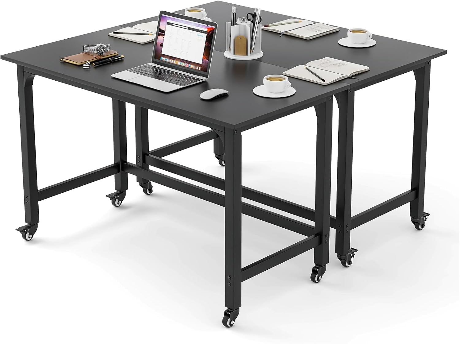 Tangkula Conference Room Table Set of 2, Mobile Computer Desk with ...