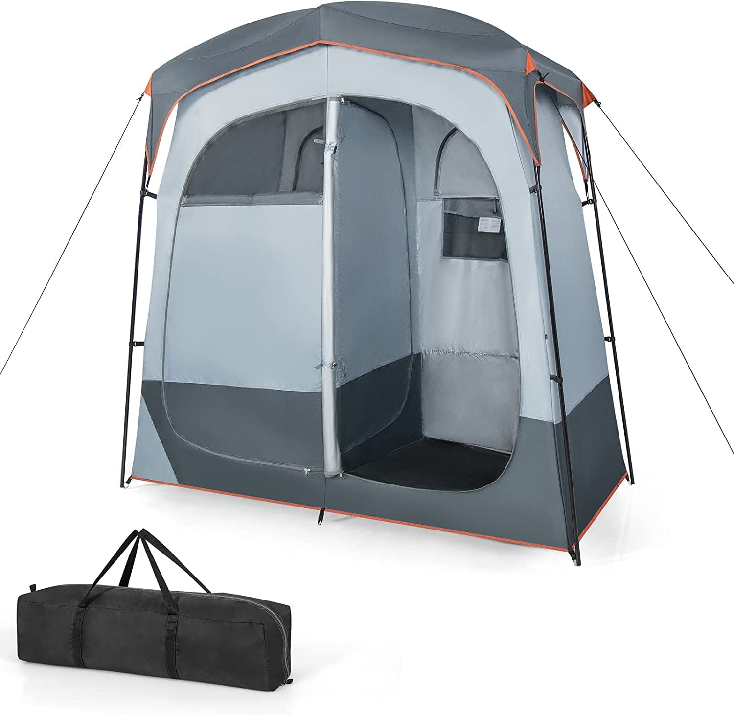 Tangkula Double Room Shower Tent, Oversize Space Privacy Tent with ...
