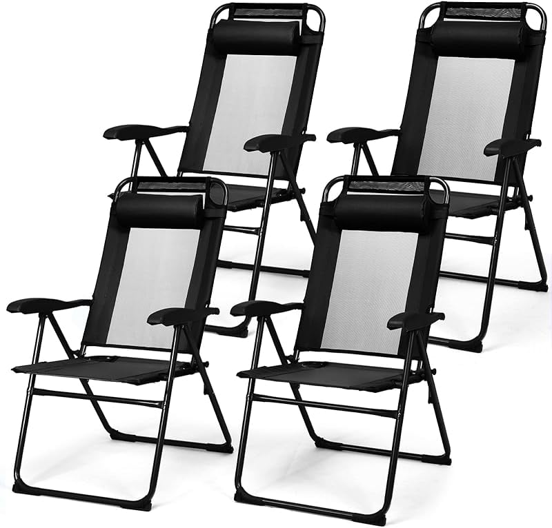 Tangkula Folding Patio Dining Chairs Set of 2, Portable Patio Chairs ...