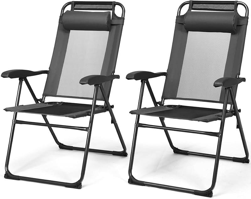 Tangkula Folding Patio Dining Chairs Set of 2, Portable Patio Chairs ...
