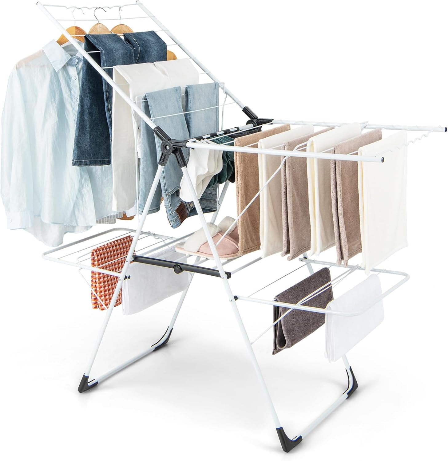 Tangkula Laundry Drying Rack, Foldable Clothes Drying Rack with Height ...