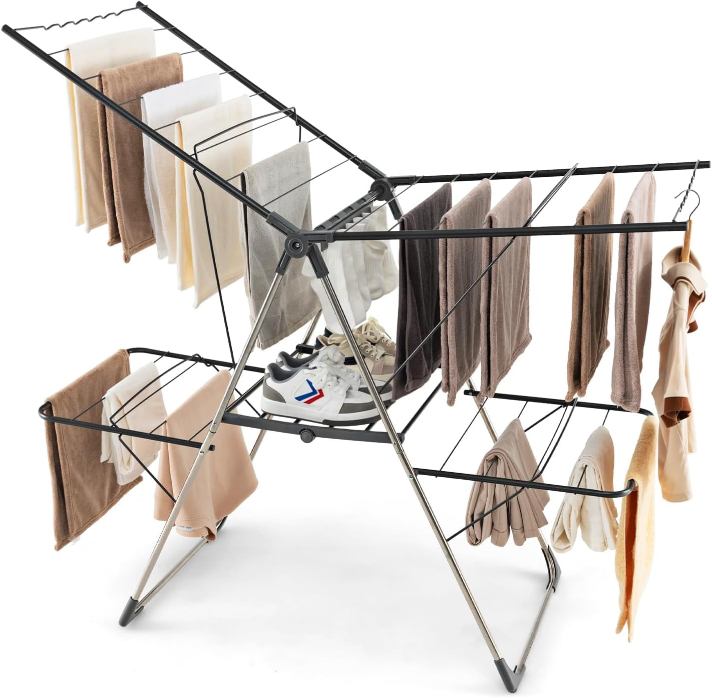 Tangkula Laundry Drying Rack, Foldable Clothes Drying Rack with Height ...