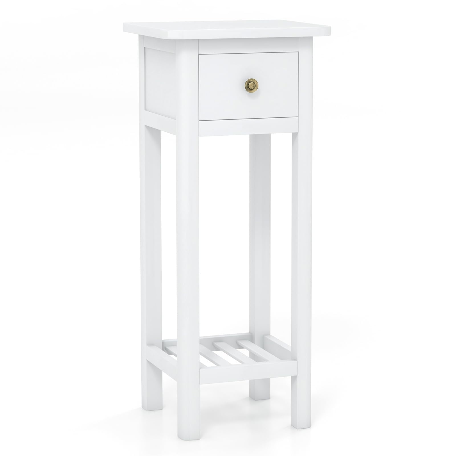 Tangkula Narrow Side Table, Small End Table for Small Spaces, Farmhouse ...
