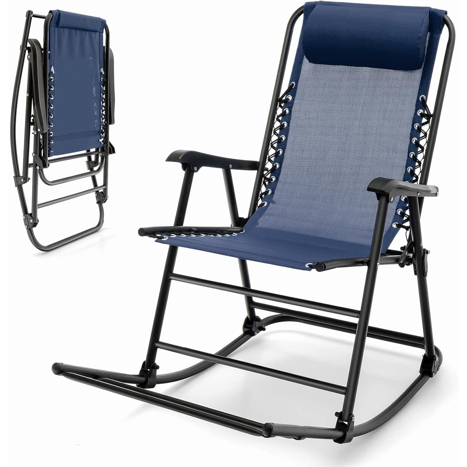 Tangkula Outdoor Folding Rocking Chair, No Assembly Required, Foldable ...