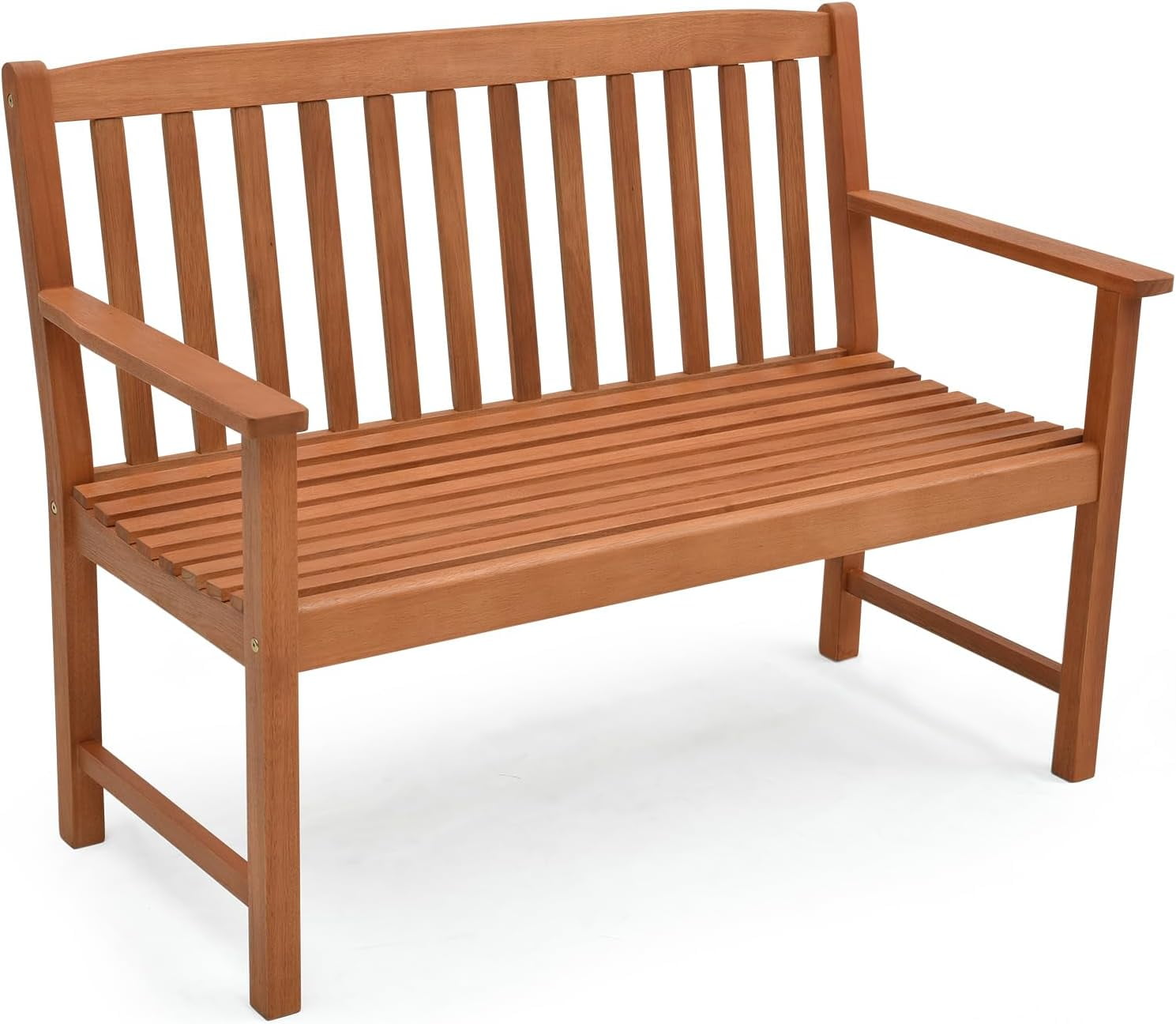Tangkula Outdoor Garden Bench, 2-Person Eucalyptus Wood Bench with ...