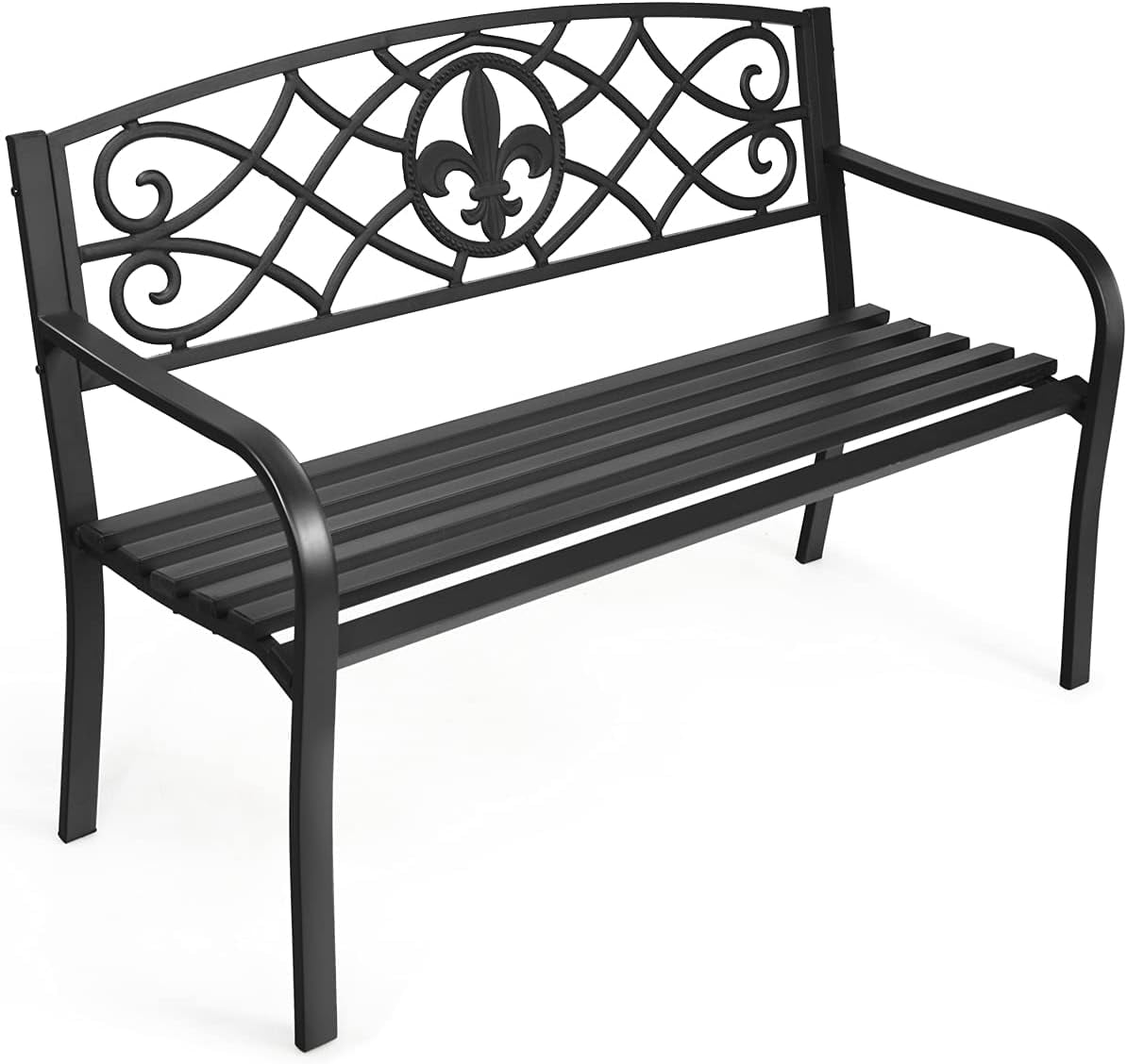 Outdoor Steel Garden Bench Park Bench, Patio Park Welcome Bench with ...